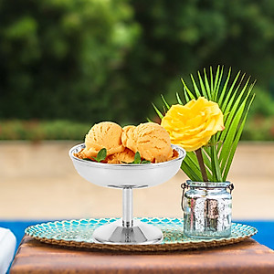 Housoutil Dessert Cup Reusable Footed Dessert Bowl Stainless Steel Ice Cream Cup Trifle Dish for Dessert Ice Cream Trifle Parfait Sundae Nuts Yogurt Smoothie Pudding Cocktail Drinks