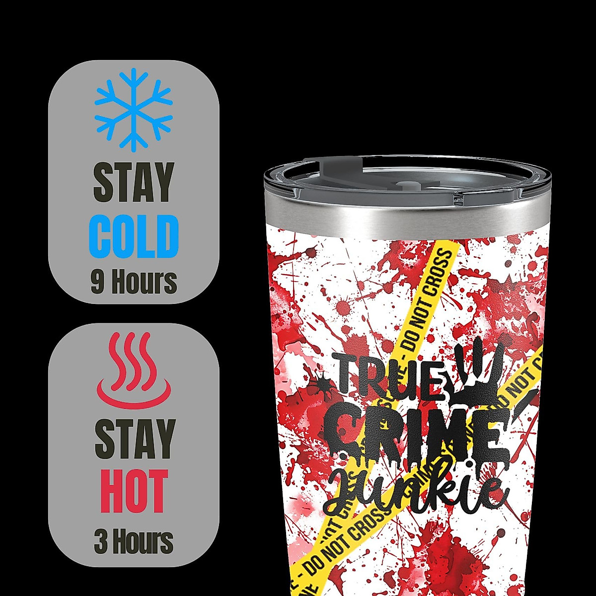 Onebttl True Crime Gifts for Women, Men, Crime Lovers, True Crime Fans, True Crime Junkie, Stainless Steel Tumbler 20oz