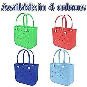Juyeesm Medium Beach Bag, Waterproof Rubber Beach Bag, Washable Open Tote Bag Durable Tote Travel Bags for Outdoor Sport