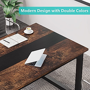 Tribesigns Conference Table, 6FT Meeting Seminar Table Rectangular Meeting Room Table, 70.8L x 31.5W x 29.5H, Brown/Black