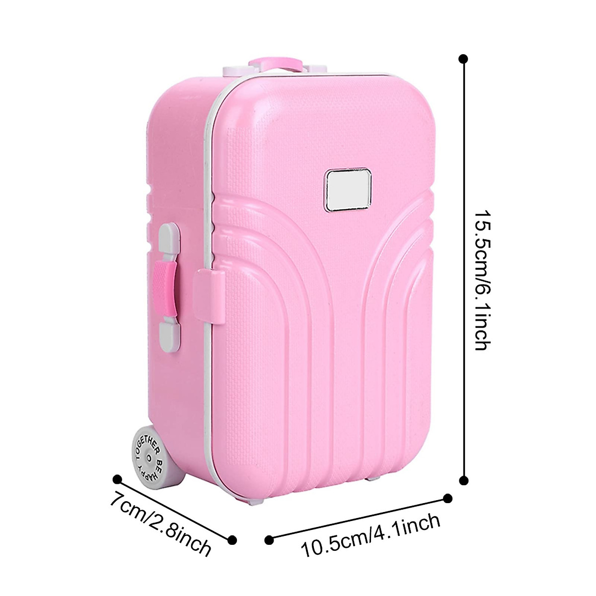 Baby Suitcase Play Toy, Cute Mini Travel Suitcase Box Plastic Rolling Suitcase Mini Luggage Box Play Accessoriespiece 15.5 x 10.5 x 7cm (Pink)