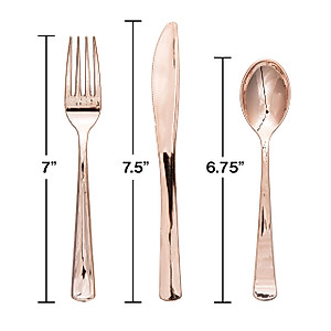 Creative Converting Hunter Green Knives-24 pcs. Assorted Plastic Cutlery Set, Rose Gold