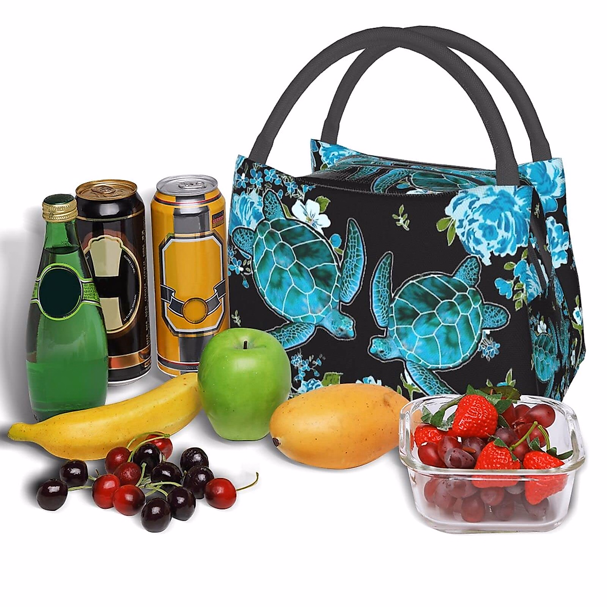 ASYG Sea Turtles Lunch Box Beach Bag Picnic Bags Tote Insulated Portable Lunch Bag Container Beach Meal Bag