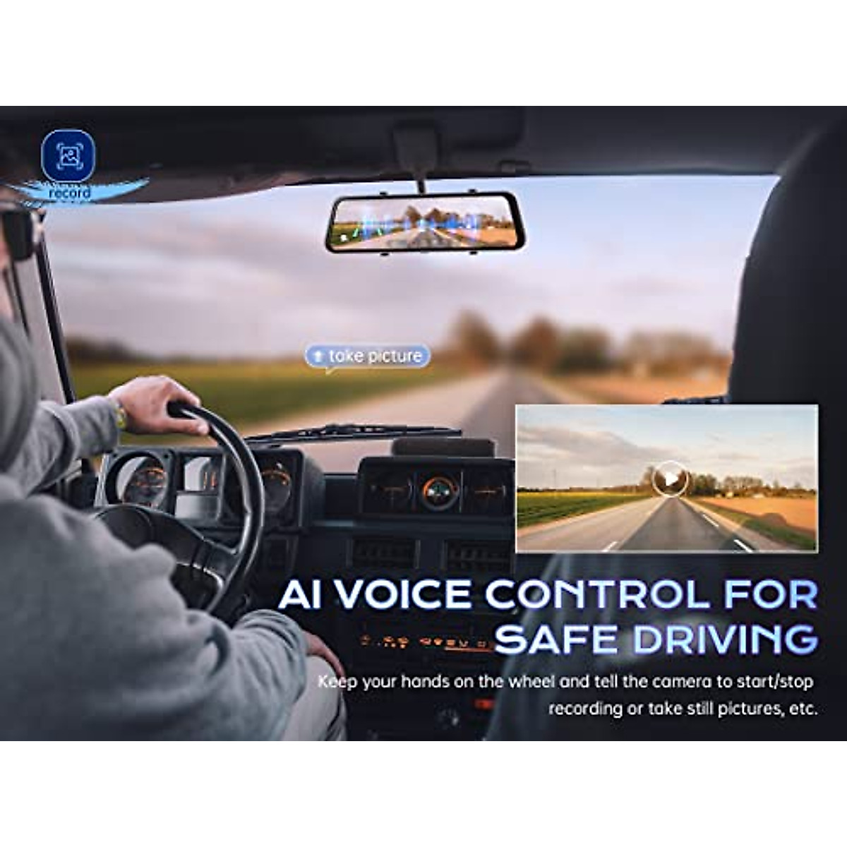 Pelsee P12 Mirror Dash Cam, 12'' 1440P QHD Front and Rear View Mirror Camera, Dual Dash Cam for Cars and Trucks, Night Vision, Voice Control, Parking Assistance, Reversing Assistance