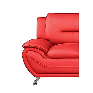 US Pride Furniture Michael Collection Modern Style Faux Leather Couch-Versatile 2 Seater Accent Piece for Living Room, Bedroom or Office-Comfortable Design and Elegant Look, 61.3 Loveseat, Coral