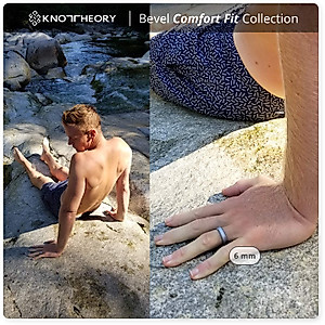 Knot Theory Silver Silicone Ring for Men Women - Breathable Bevel Comfort Fit 4mm Wedding Band Size 4