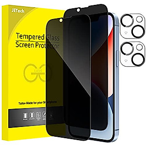 JETech Privacy Full Coverage Screen Protector for iPhone 14 6.1-Inch (NOT FOR iPhone 14 Plus 6.7-Inch) with Camera Lens Protector, Anti-Spy Tempered Glass Film, 2-Pack Each