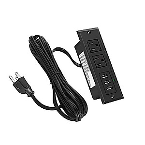Furniture Recessed Power Strip, Recessed Desk Outlet with 3.1A Max USB, In Conference Desk Recessed Power Outlets Socket, Desktop Power Grommet with 6.56ft Power Cord