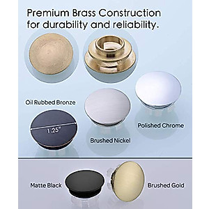 Orhemus Solid Brass Sink Overflow Cap Round Hole Cover for Bathroom Basin, Matte Black Finished