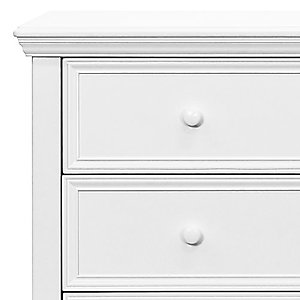 Contours Easy-to-Assemble Transitional 3-Drawer Dresser - Built-in Hardware, Changing Table Height, 3 Spacious Drawers, Sculpted Wooden Knobs, Anti-Tip Kit, White