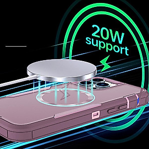 showdd Magnetic Designed for iPhone 13 pro max Case, Drop Protection Heavy Duty,Compatible with MagSafe,Dustproof,No Fading, No Yellowing,for Men Women, Purple Rose Gold