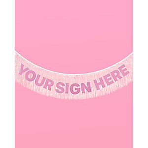 xo, Fetti White Iridescent Fringe Banner - 5 Ft. | Bachelorette Party Decorations, Birthday Party Decor, Baby Shower Supplies, Photo Booth Banner Backdrop