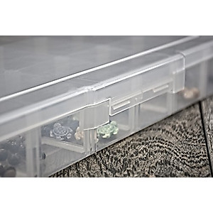 SE Large Plastic Translucent Storage Container with 18 Adjustable Sections - 87064DB