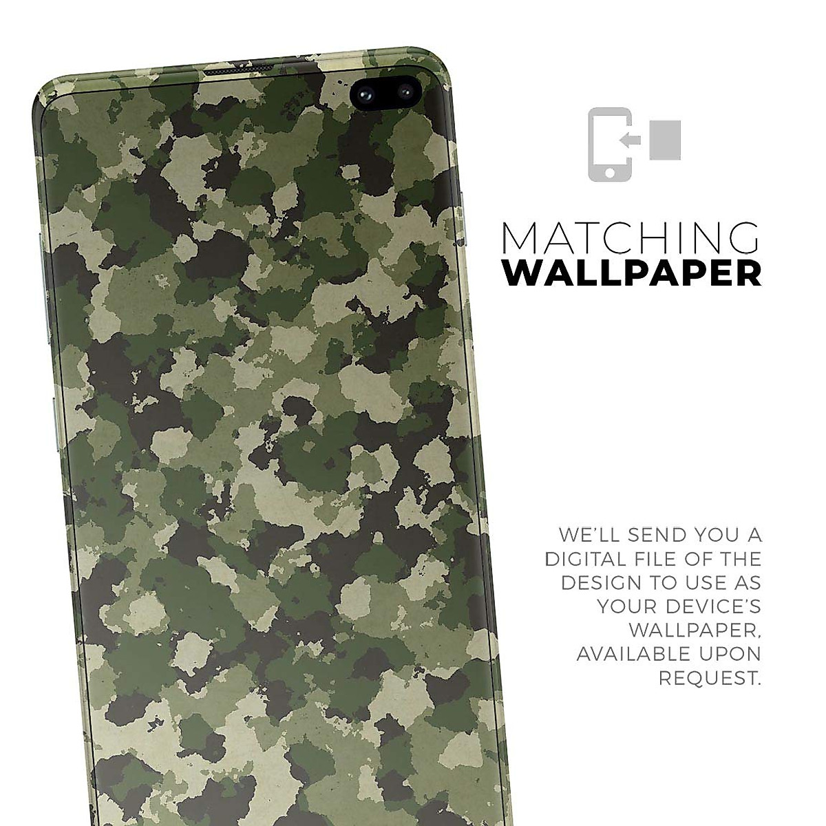 DesignSkinz Military Camouflage V1 Protective Vinyl Decal Wrap Skin Cover Compatible with The Samsung Galaxy S20 (Screen Trim & Back Glass Skin)