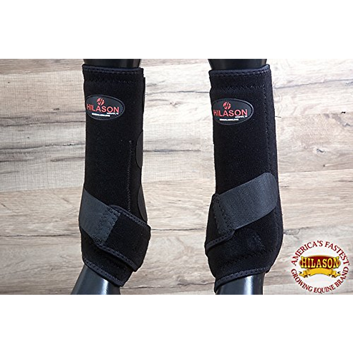 HILASON Medium Horse Medicine Sports Boots Rear Hind Leg Black