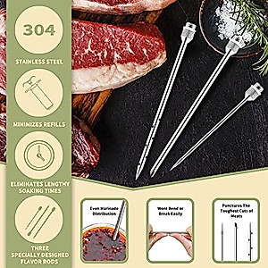 JY COOKMENT Meat Injector Syringe - Flavor Injector with 3 Stainless Steel Professional Needles;2pcs Cleaning Brush for BBQ Grill Smoker 2-oz Large Capacity Barrel