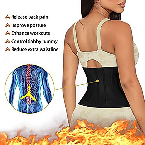 LANCS Women Waist Trainer Corset Trimmer Belt Weight Loss Neoprene Sauna Sweat Workout Girdle Slim Belly Band Black