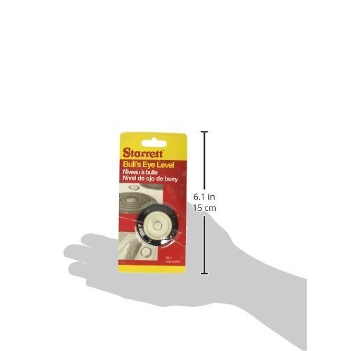 Starrett BE-1 Acrylic Circular Bullseye Level with Flange, 1.180" Diameter, Black