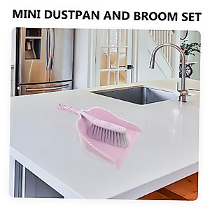 UTHCLO 1 Set Desktop Cleaning Tools Mini Broom and Dustpan Set Desktop Cleaning Set Mini Broom Dustpan Table Cleaning Broom Hand Held Dustpan Cleaning Dustpan Household Supplies Purple