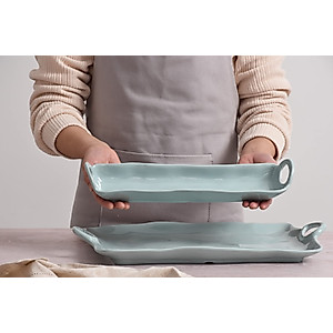 Pampa Bay Shatterproof Melamine Cracker Tray, 14.3 x 3.3 Inch, Food, Freezer, Dishwasher Safe, Aqua