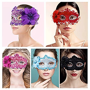 Boobeen Halloween Lace Mask, Masquerade Venetian Mask Lace Eye Mask, Half Face Masquerade Mask for Carnival Ball Dress Party