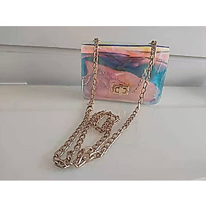 Mini Holographic Bag Evening Clutch Purses Clear Purse Iridescent Purse Shoulder Bag Handbags for Women and Girls