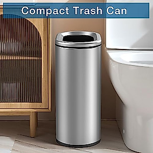 BETHEBEST 15 Liter/4 Gallon Brushed Trash Can with Wastebasket,Stainless Steel Trash Can for Bathroom,Bedroom,Office,Open-Top Garbage Can with 120Count Trash Bags