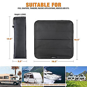 boslla Magnetic RV Skylight Vent Covers, Foldable Camper Window Blackout Shade 16"x16", Privacy Sunroof Window Cover for MaxxAir Fan, Fantastic Fan and RV Bathroom, Black