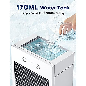 Mini Portable Air Conditioners, 3 IN 1 Evaporative Air Cooler, 2000mAh Battery Powered & USB Rechargeable, 3 Speeds Humidify Air Cooler, Small Air Conditioner Portable for Room Car Office Camping