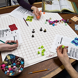 Wiz Dice DND Dice Set - 420 Pieces Total (60 Sets of 7 Dice in Unique Colors) & Storage D&D Dice Bag-Polyhedral Role Playing Dice - Perfect DND Accessories for TTRPG Dice Games - Set of 3 Bags