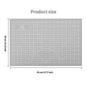 TCAIRG Self Healing Cutting Mat 12inch x 18inch,Professional Double Sided Durable Non-Slip Rotary Mat for Scrapbooking,Sewing-3mm Thick 5-Ply A3(Black/Grey)