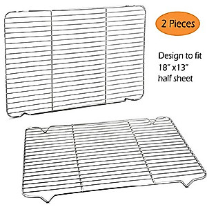 P&P CHEF Baking Rack Cooking Rack Set of 2-16.6''x11.6 Stainless Steel Wire Cooling Drying Roasting Rack, Fits Half Sheet Cookie Pans, Commercial Quality, Oven & Dishwasher Safe