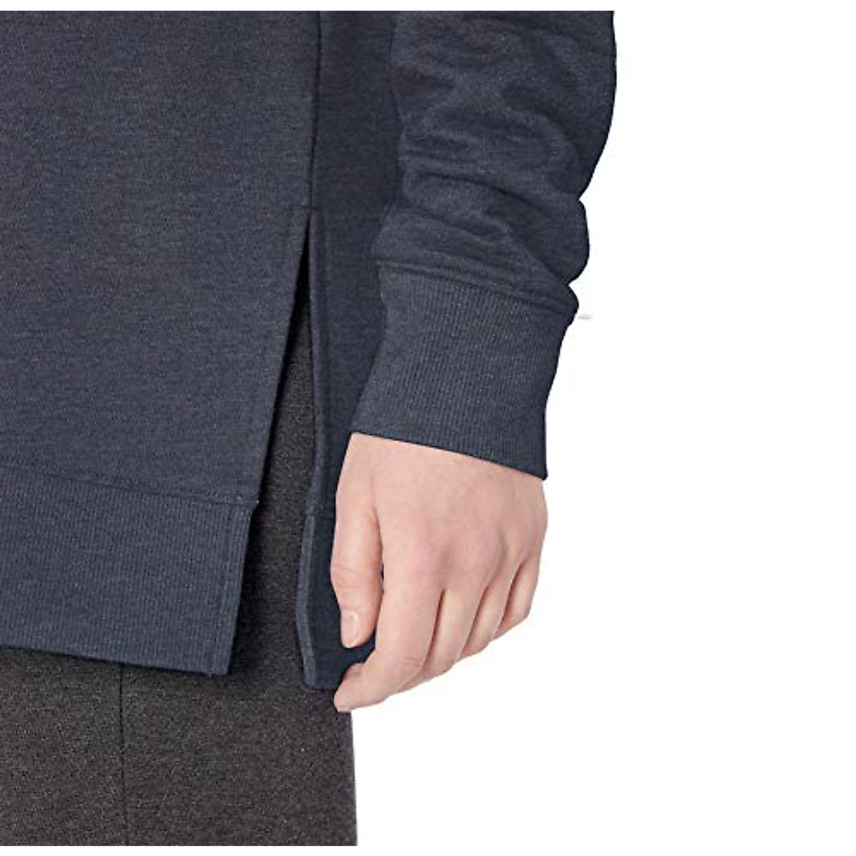 Amazon Essentials Women's Open-Neck Fleece Tunic Sweatshirt, Navy Heather, Large