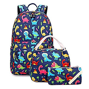abshoo Lightweight Cute Dinosaur Backpacks For School Kids Boys Girls Backpack With Lunch Bag (Set Dinosaurs)