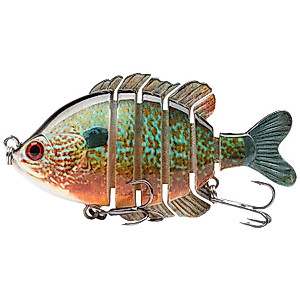 BASSDASH SwimPanfish Multi Jointed Panfish Bluegill Swimbaits Topwater Hard Bass Fishing Crank Lure 3.5in/0.85oz (Pack of 6 Colors)
