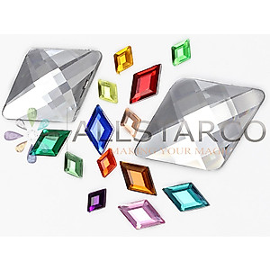 11x18mm Flat Back Diamond Acrylic Rhinestones Plastic Gems for Jewelry Making Costume Jewels Cosplay Embelishments - 35 Pieces (Red Ruby H103)