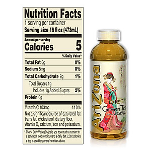Arizona Premium Brewed Diet Green Tea, 16 Fl Oz (Pack of 12)
