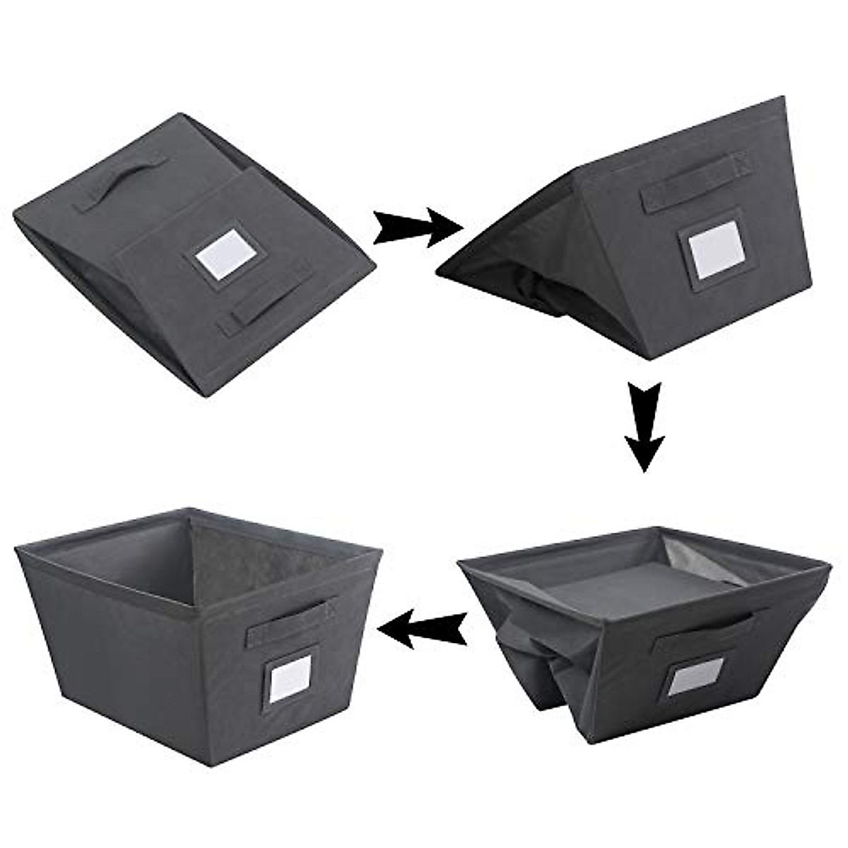 Fabric Cloth Storage Bins,Foldable Storage Cubes Organizer Baskets with Dual Handles for Home Bedroom Storage,Set of 6(Grey)
