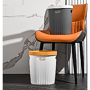 Plastic Small Trash Can, 3.1 Gallon Office Trash Can, White Trash Bin with Built-in Handle, Slim Waste Basket for Bathroom, Bedroom, Home Office, Living Room, Kitchen (12L White)