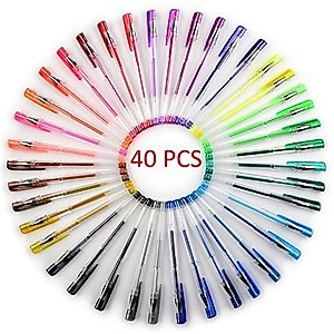 Everyday Essentials Gel Pens - Set of 40 Individual Colors with Barrel Case - Keep Your Pens Neat (40-Color)
