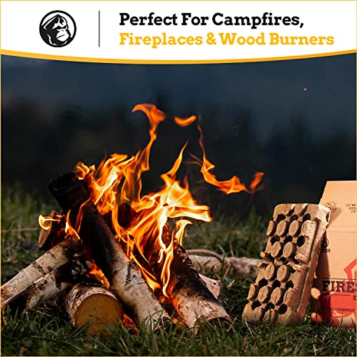 Mountain GRILLERS Natural Firelighters - Fire Starters for Wood Burner Log Burner Fireplace Pizza Oven BBQ - Indoor & Outdoor Brick Eco Fire lighters