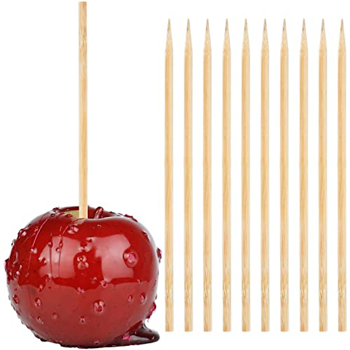 Frcctre 1000 Pack Natural Bamboo Skewers, 7 Inch 5mm Thick Bamboo Sticks Caramel Candy Apple Sticks, Pointed Bamboo Sticks for BBQ Corn Dog Lollipop Fruit Kabob
