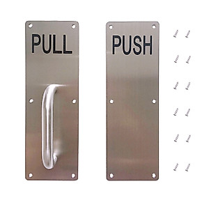 Aimyoo Stainess Steel Door Handle, Pull and Push Plate Commercial Door Handle with Screws 11.8" x 3.2"