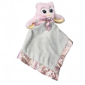 Bearington Baby Lil’ Hoots Snuggler, 15 Inch Pink Owl Plush Stuffed Animal Security Blanket Lovey for Babies