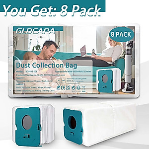 8 Pack VCA-ADB953 Dust Bag for Samsung BESPOKE Jet Cordless Stick Vacuum Cleaner, GLDCAPA 2.5L Large Capacity Automatic Dust Collection Bag for All In One Clean Station