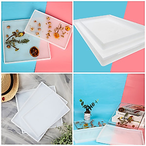 Woohome Large Silicone Resin Tray Mold, 7.8×11.8 inch/ 5.9×9.8inch Rectangle Plate Epoxy Resin Casting Mold for DIY Faux Agate Tray, Serving Board, Coaster, Home Decor