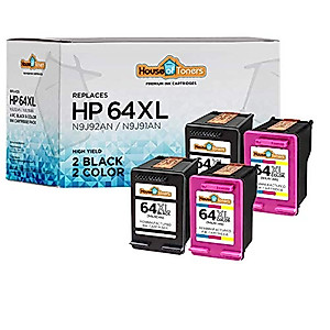 Houseoftoners Replacement for HP64XL HP 64XL Ink for Envy Photo 6230 6255 7120 7155 758 7164 7800 7855 7858 7864 & Tango X Printers (2 Black 2 Color, 4PK)