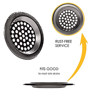 Large Universal Stainless Steel Drain Food Stopper for Kitchen Sink Flat Tub Protector - Pack of 12 - Best Metal Screen Bathtub Hair Strainer for Bathroom Sink