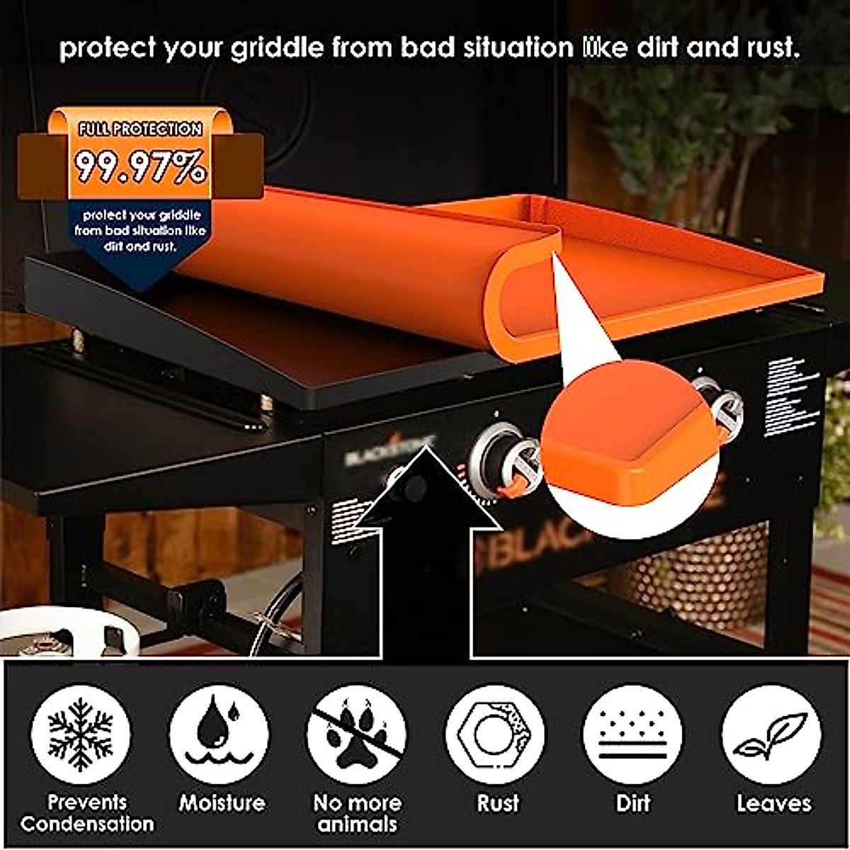 Upgraded Griddle Cover Mat Grill 28" Silicone Mat Cover, Full-edge Silicone Griddle Mat Design for Blackstone 28 Inch Grill,Protect Your Griddle from Rodents, Insects, Debris and Rust