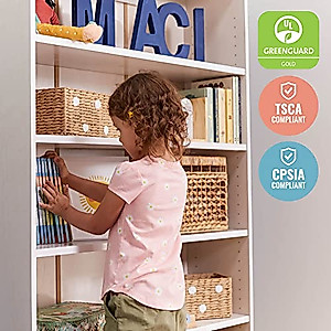 ECR4Kids Classic Bookcase, 60in, Adjustable Shelves, White Wash